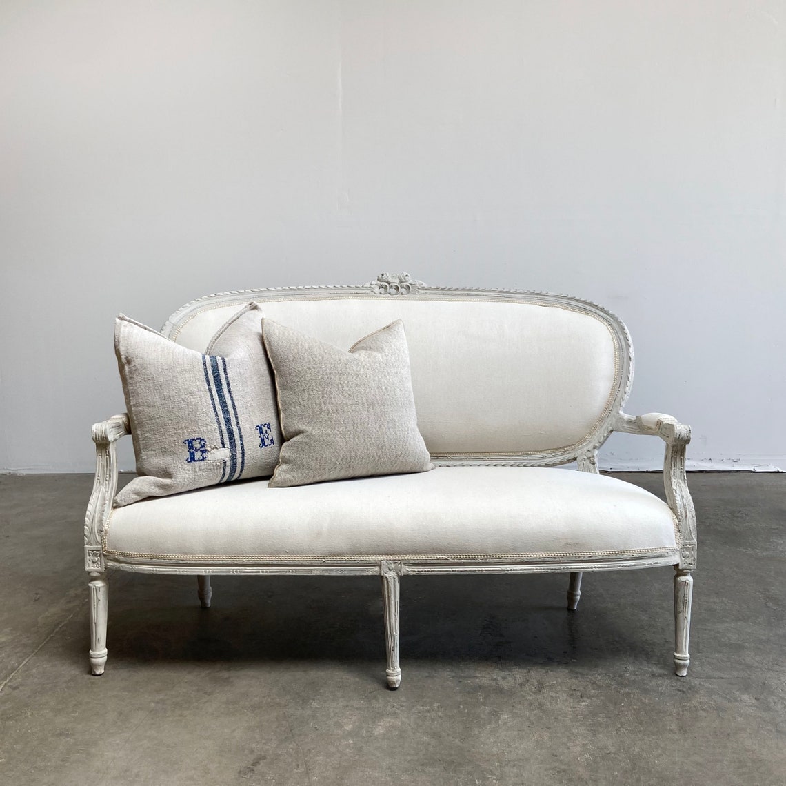 Vintage Painted and Upholstered Louis XV Style Open Arm Sofa | Etsy