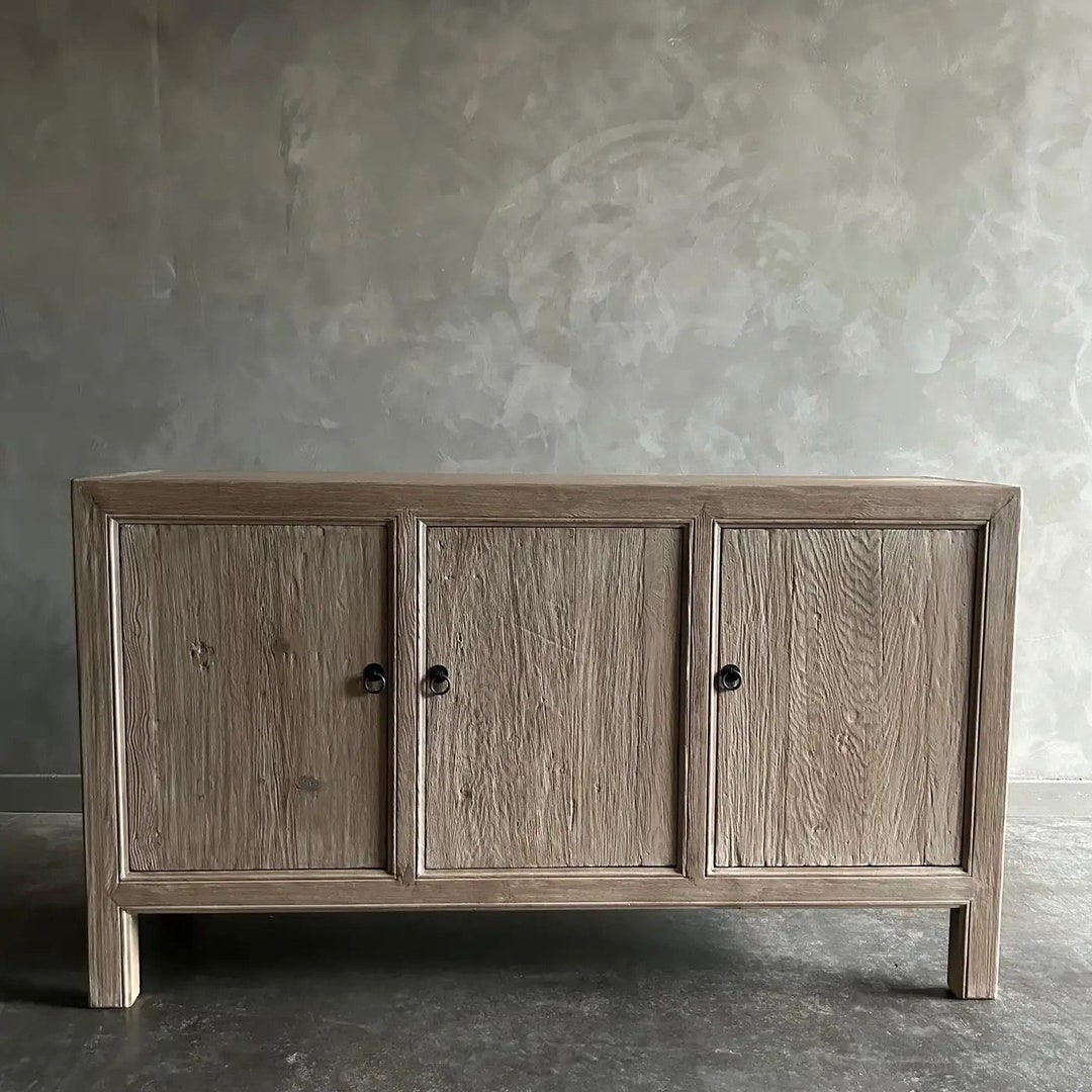 Custom Made Elm Wood 3 Door Buffet Cabinet - Etsy