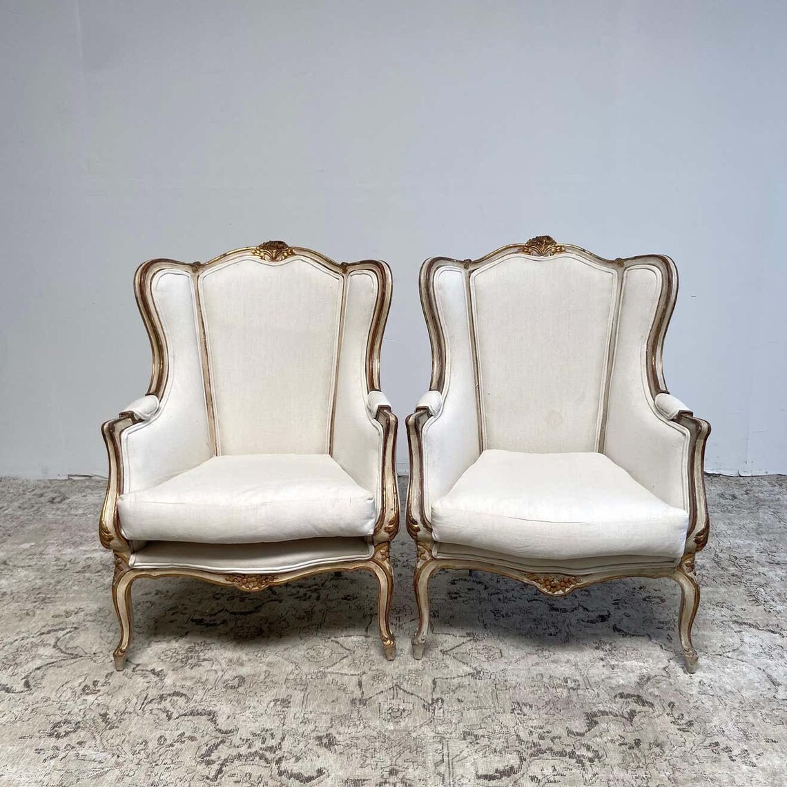 Vintage Wing Back French Style Accent Chair | Etsy