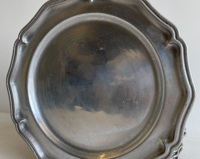 Set of Vintage Pewter Charger Plates 12" SALE - Etsy
