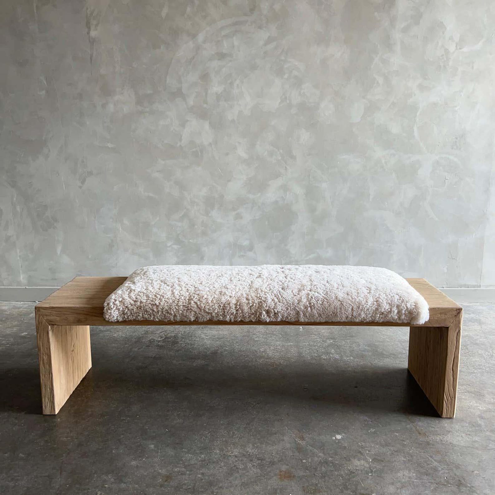 Casi Norwegian Sheep Upholstered Elm Bench - off Center - Etsy