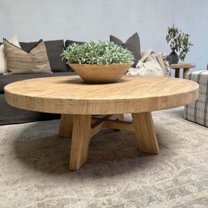 Custom Reclaimed Elm Wood Round Coffee Table - Etsy