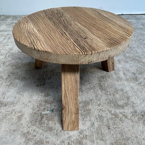 Custom Elm Wood Round Tri Leg Side Table - Etsy