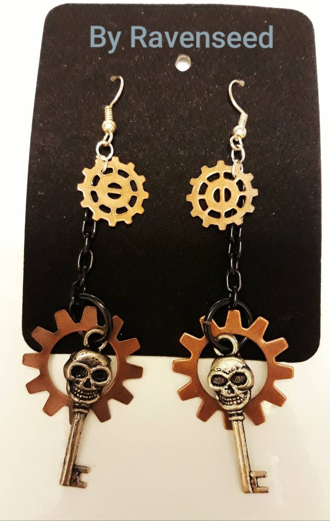 Steampunk Cog Gears and Pewter Skeleton Keys Dangle Drop - Etsy