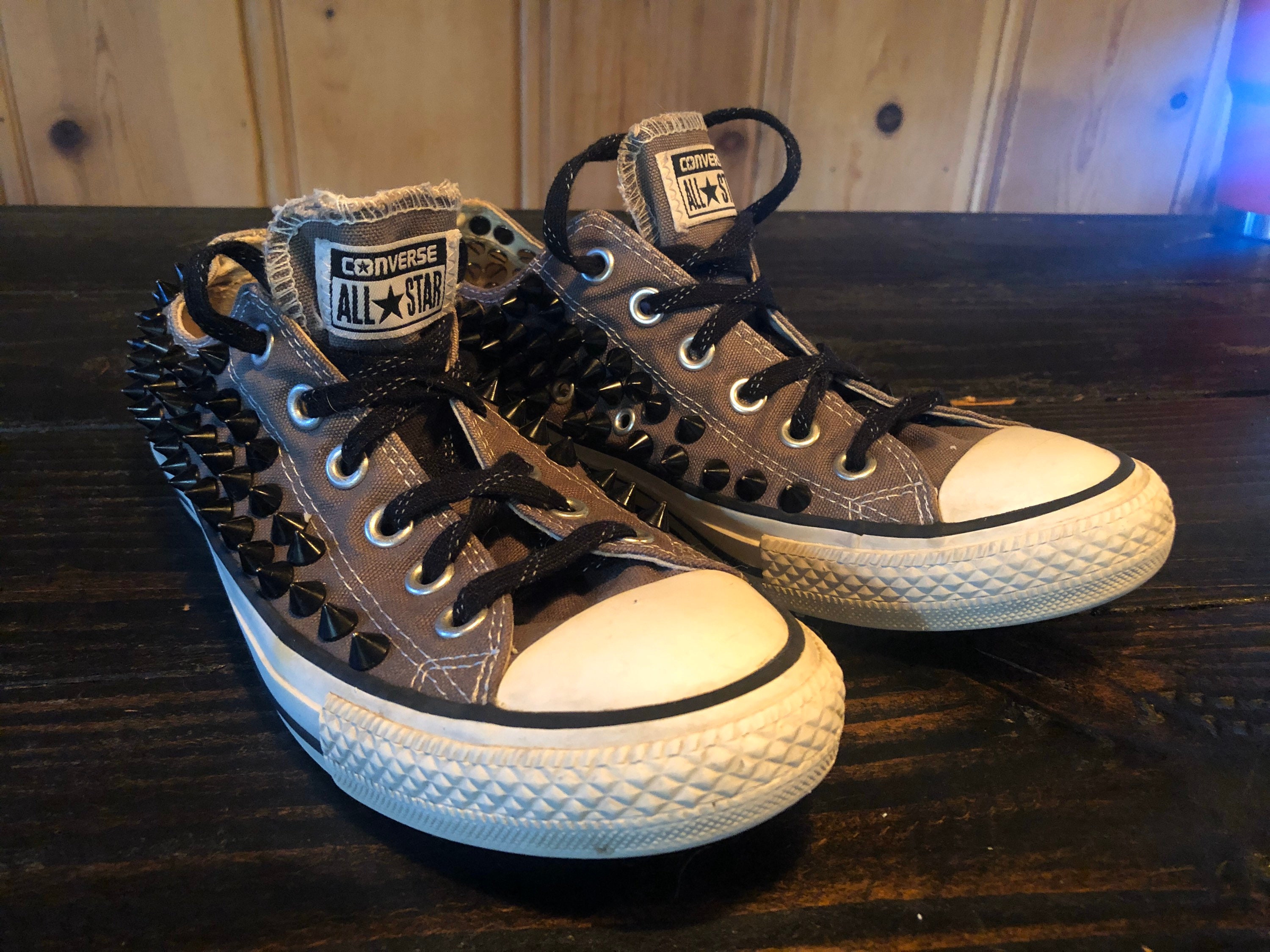 Charcoal Grey Black Spikes Spiky Chuck Taylors Converse Punk | Etsy