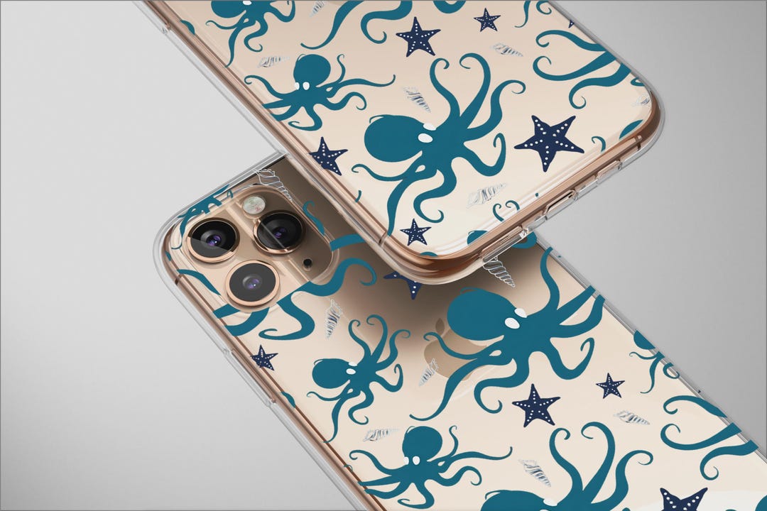 Clear Teal Octopus Midnight Ocean Dance Phone Case Cover for iPhone 17 ...