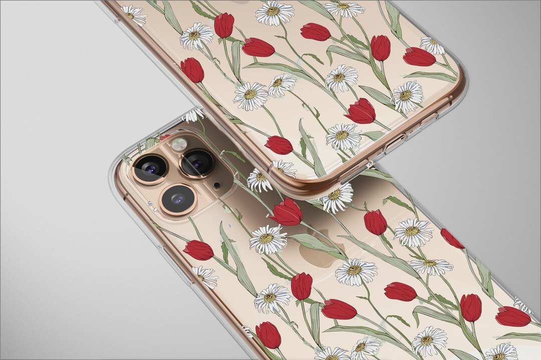 Clear Midnight Tulip and Daisy Dance Phone Case Cover for iPhone 17 Pro ...