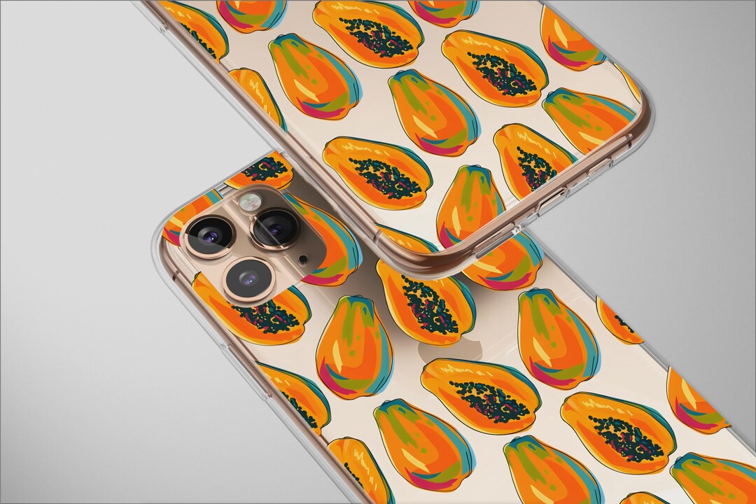 Clear Pop Art Papaya Fruit Pattern Tropical Illustration Phone Case ...