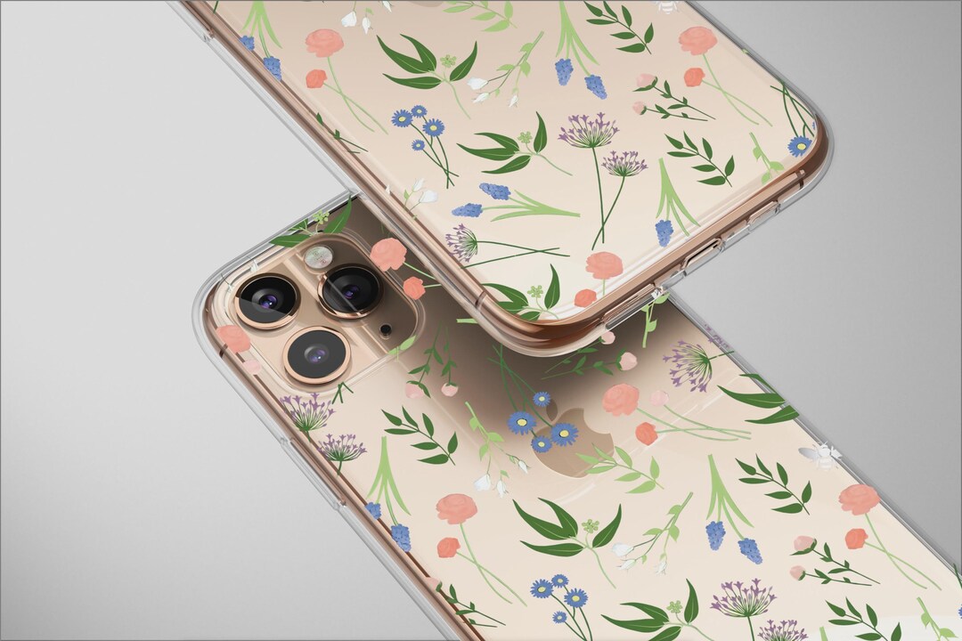 Clear Pixelated Wildflower Night Garden Art Phone Case Cover for iPhone ...