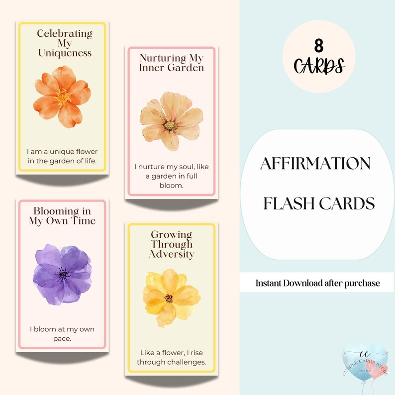 Printable Affirmation Flashcards: Watercolor Kids Cards (digital ...