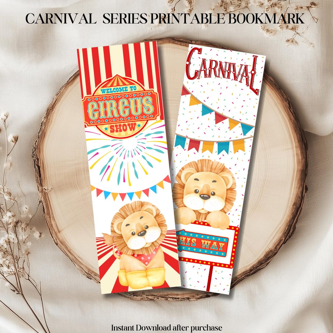Carnival Bookmarks for Kids Printable | Circus-themed Digital Bookmark ...