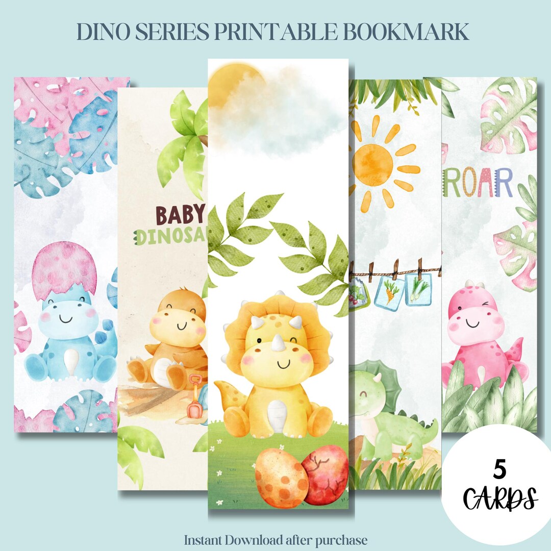 Dinosaur Bookmarks for Kids – Dino Adventure Set (digital Download) - Etsy