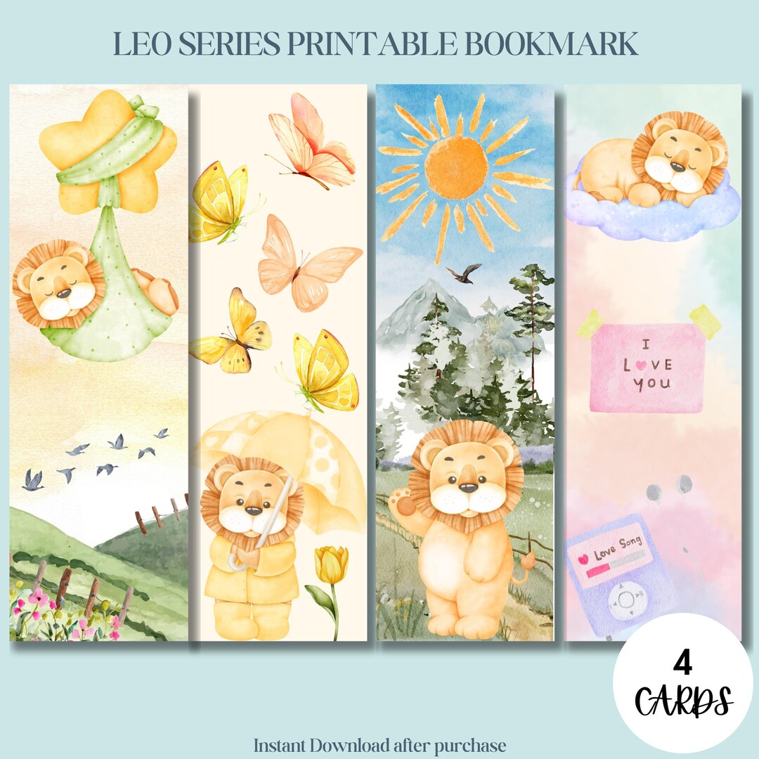 Lion Bookmarks Printable for Kids | Jungle Safari Animal Bookmark Set ...
