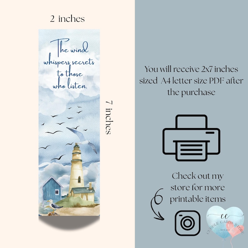 Ocean Breeze Printable Bookmarks | Coastal Watercolor Bookmarks ...