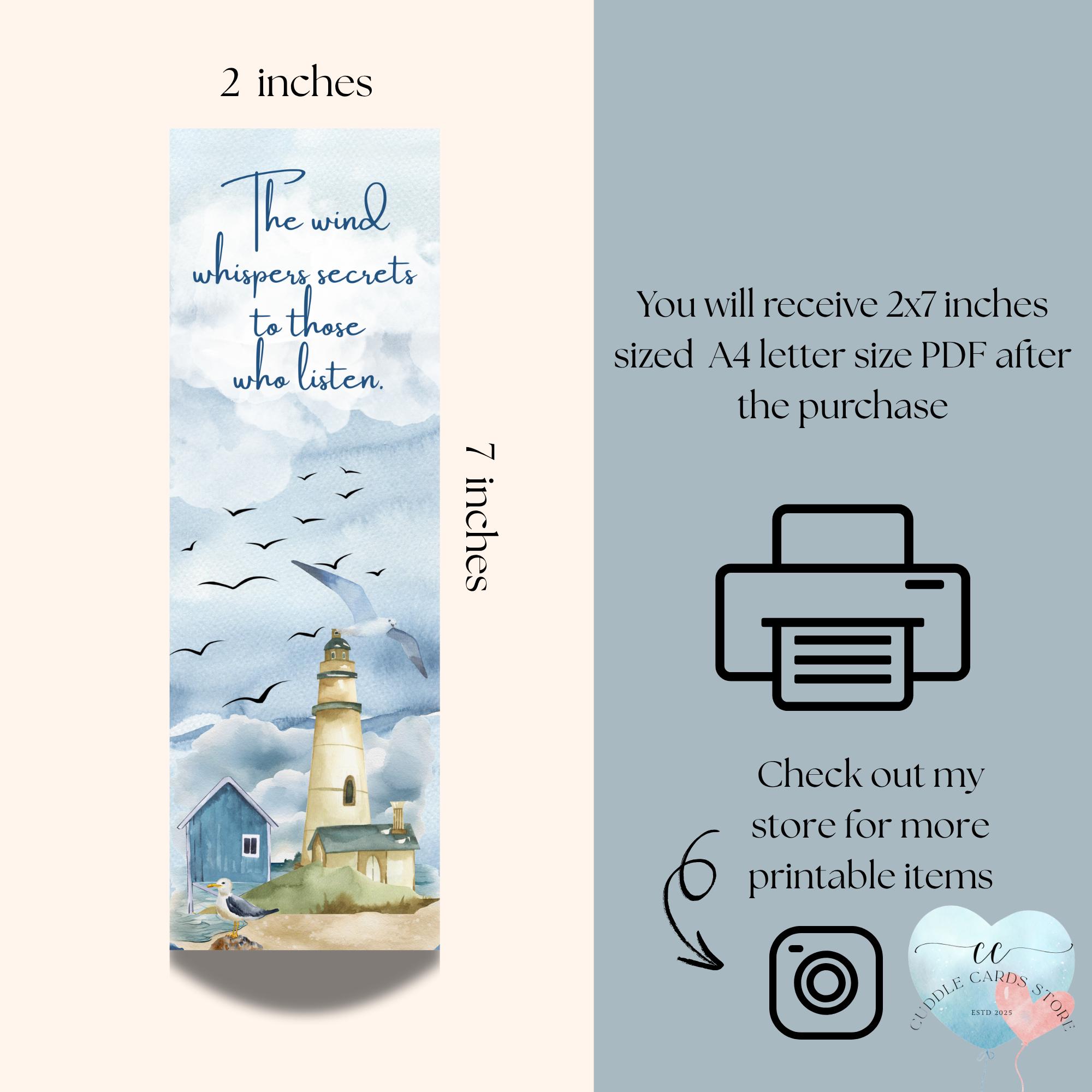 Ocean Breeze Printable Bookmarks | Coastal Watercolor Bookmarks ...