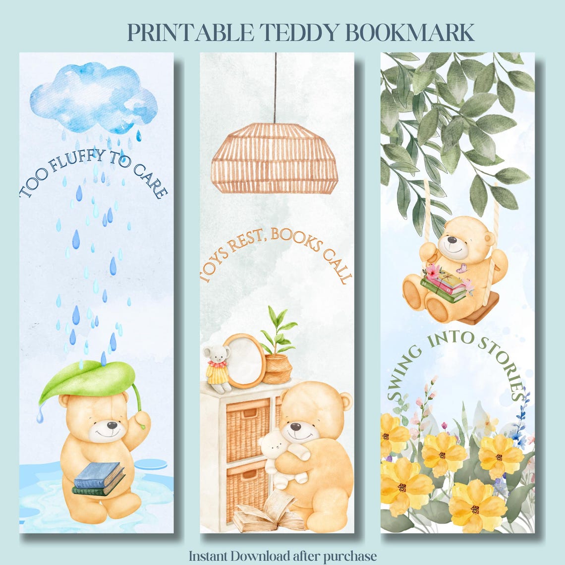 Teddy Bear Bookmarks Printable | Cute Digital Bookmarks for Kids ...