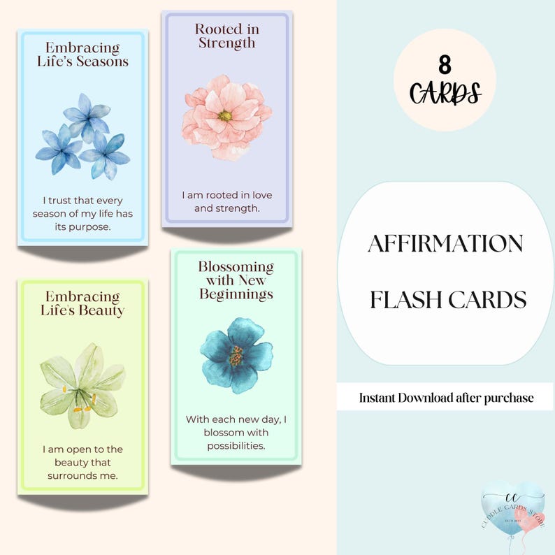 Printable Affirmation Flashcards: Watercolor Kids Cards (digital ...