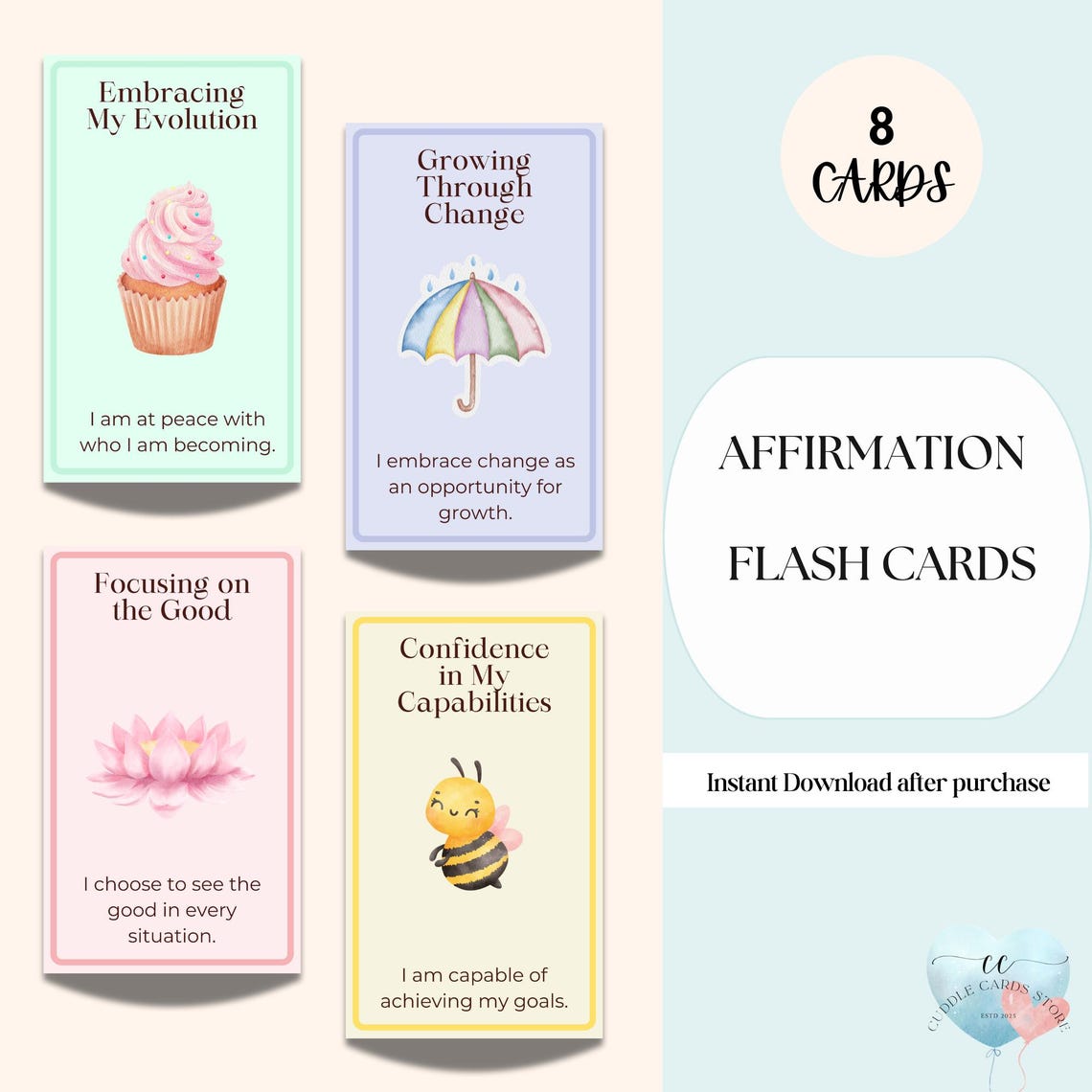 Printable Affirmation Flashcards: Watercolor Emotional Regulation (PDF ...