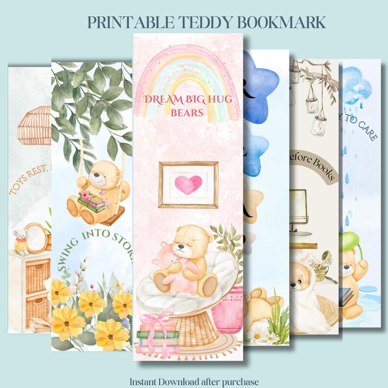 Teddy Bear Bookmarks Printable | Cute Digital Bookmarks for Kids ...