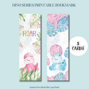 Dino Adventure Printable Bookmarks – Cute Dinosaur Bookmark Set for ...