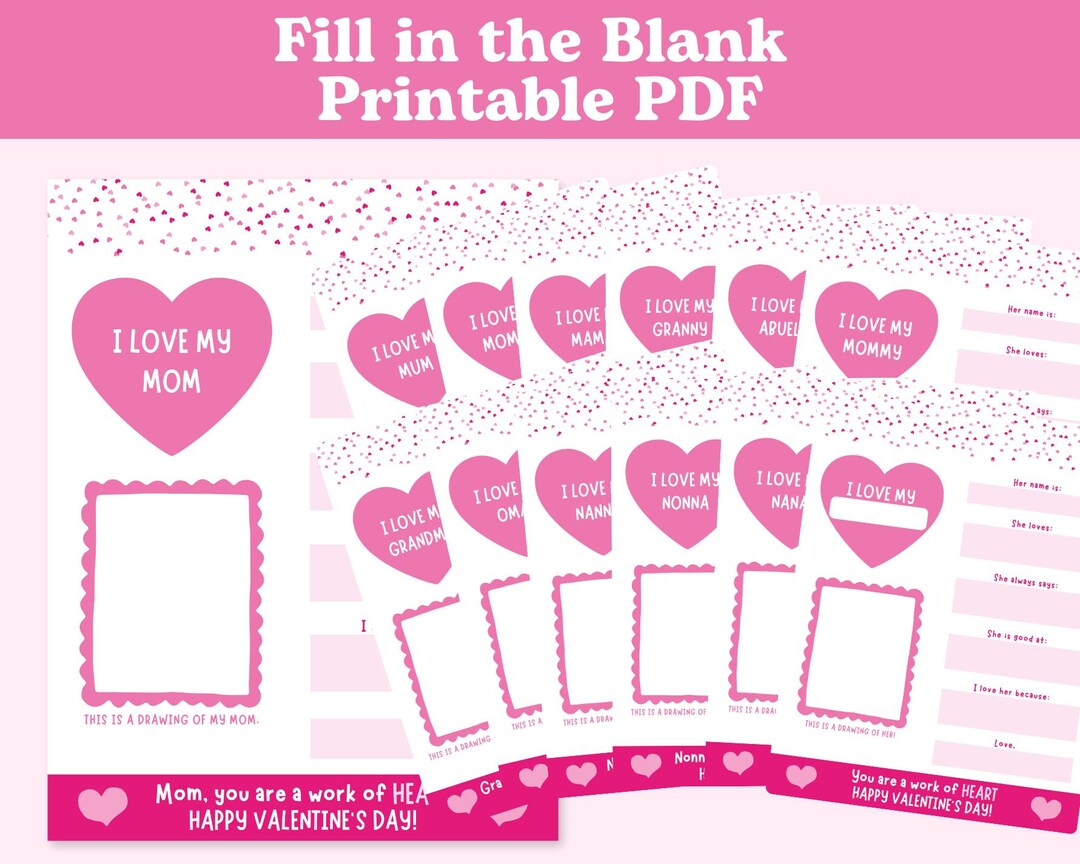 Valentine's Day Fill in the Blank for Moms and Grandmas, 12 Files, Fill ...