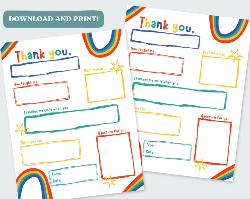 Rainbow Theme Fill in the Blank Printable, Fill Out, Printable, Instant ...