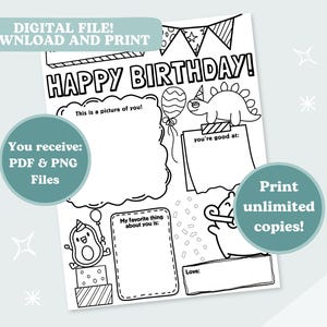 DIY Birthday Fill in the Blank Coloring Page, Printable Digital File ...