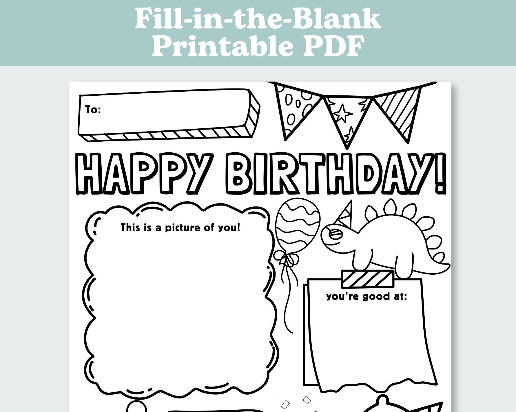 Happy Birthday Coloring Page – Fill in the Blank + Color It Yourself ...