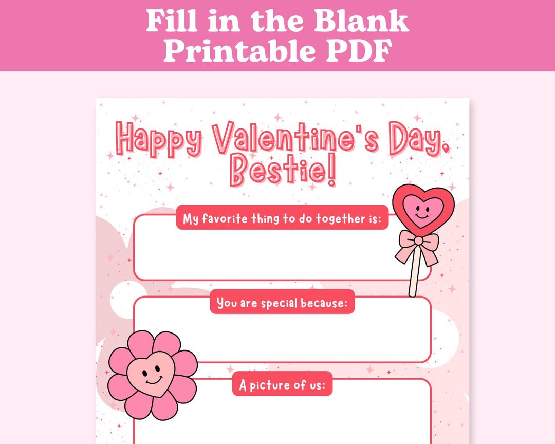 Bestie Valentine's Day Fill in the Blank for Friend, Best Friend ...