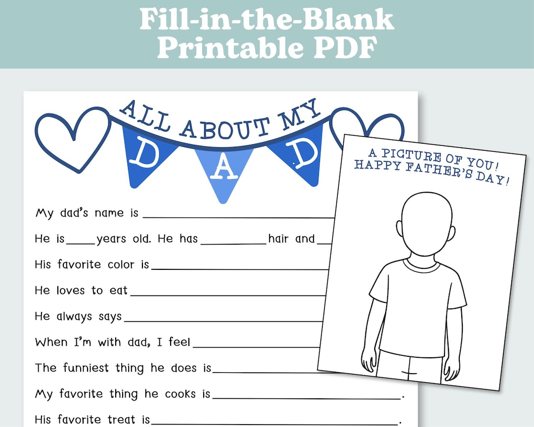 Father’s Day Printable | Fill-in-the-blank & Draw-your-own Portrait DIY ...