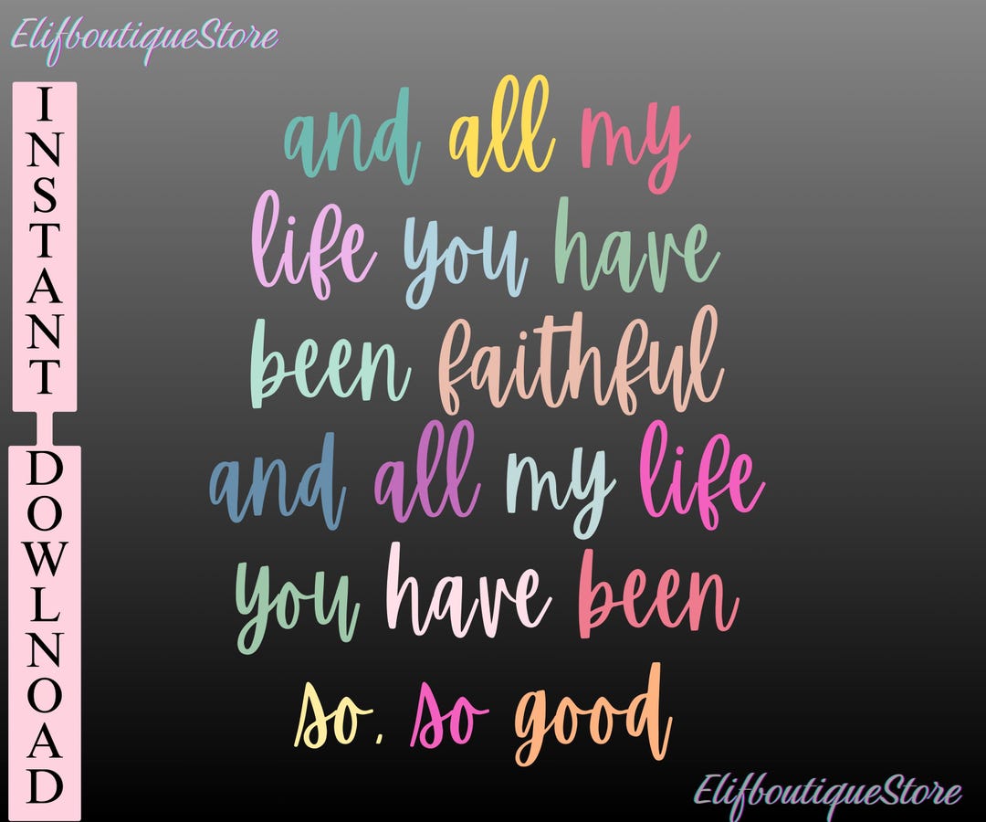 Faithful Lyrics PNG, Bright Colors, Christian Design (digital Download ...