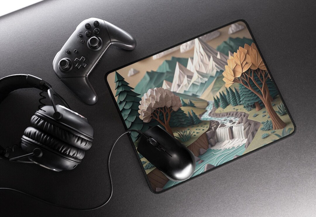 Mouse Pad, Nature-themed Origami Landscape Design, Perfect for Gamers ...