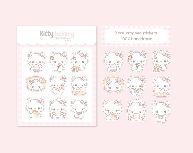 Kawaii Kitty Digital Stickers / Kawaii Digital Stickers / Cute Planner ...