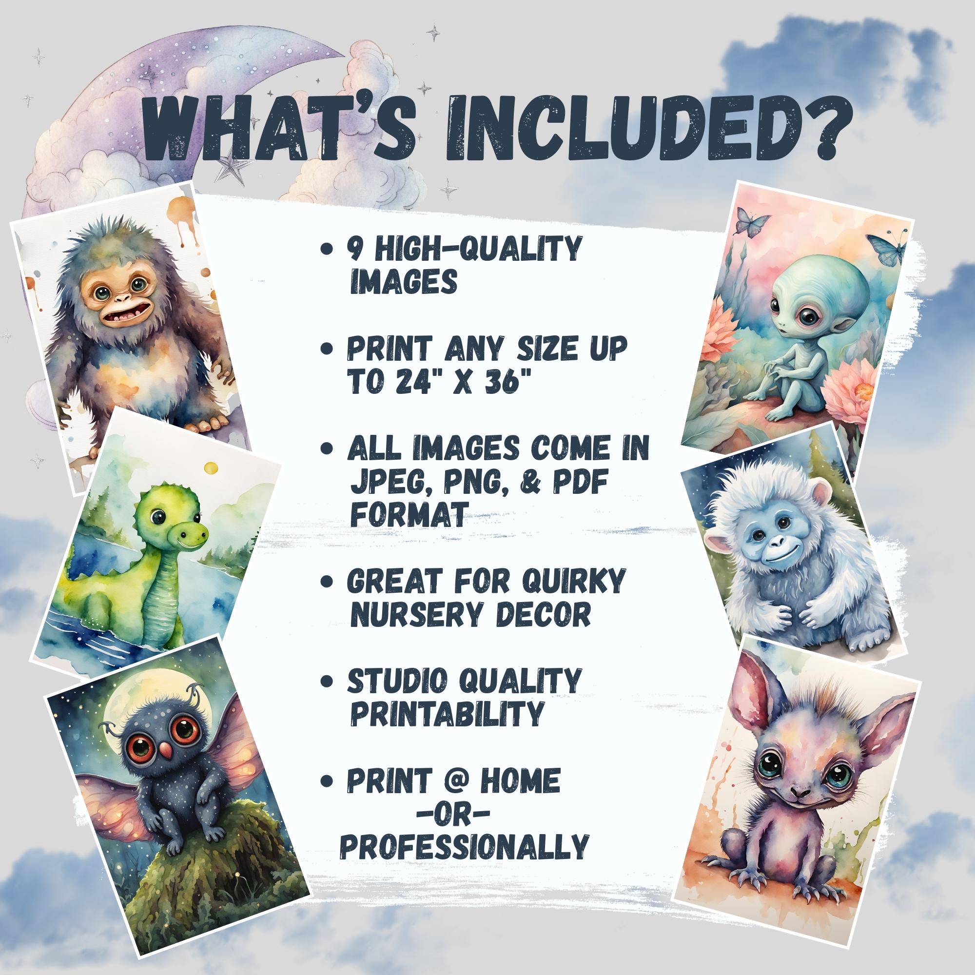 Cryptids in Cribs: Diapers & Danger Digital Art Printables, Nursery and ...