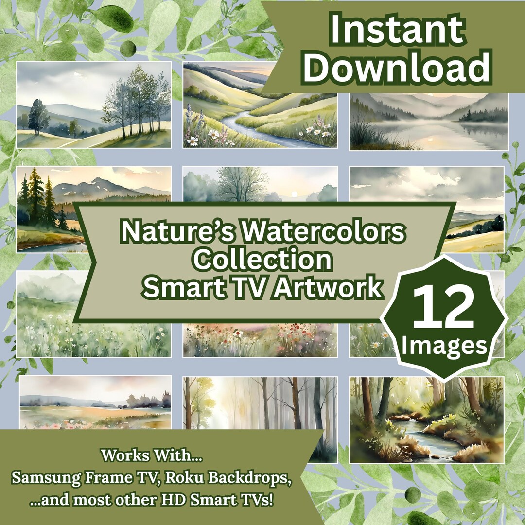 Nature's Watercolors Smart TV Artwork: Samsung Frame TV Artwork, Roku ...