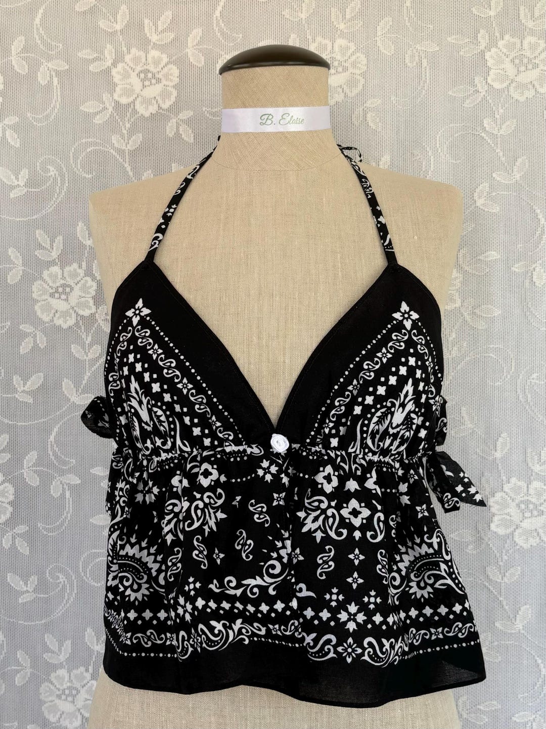 Black Hankie Top, Sturgis Motorcycle Event, Halter Top, Crop Top - Etsy