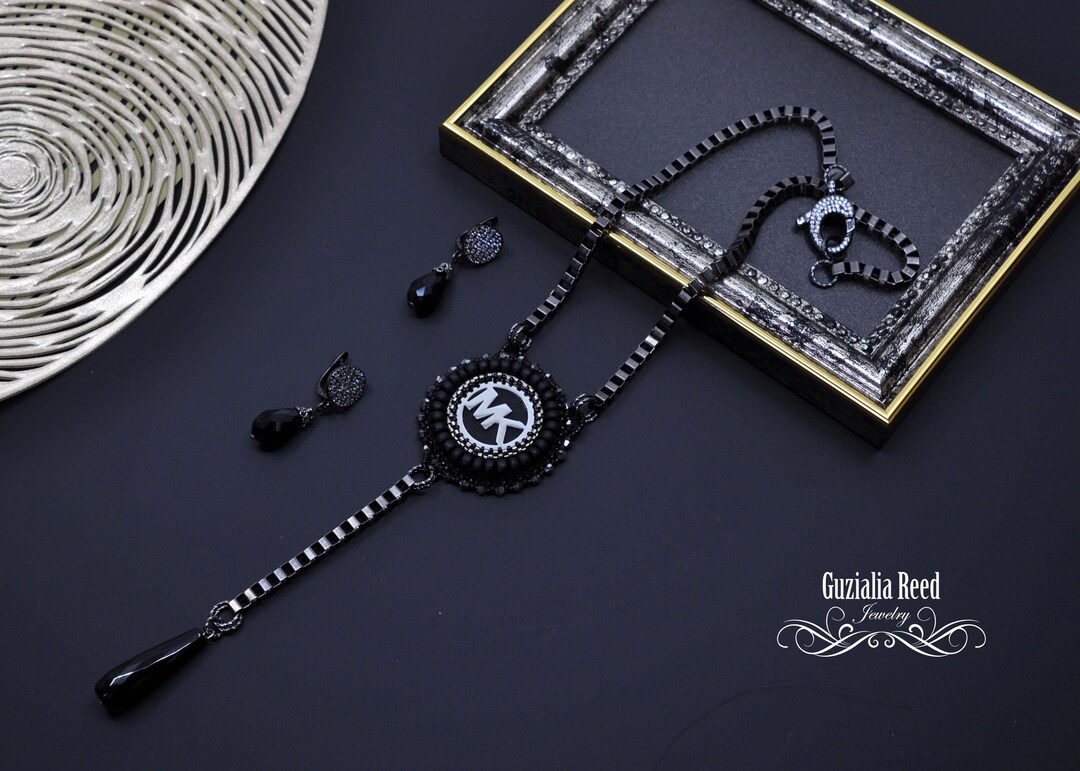 Black Tie Glam – Recycled Button Choker Necklace Set With Earrings ...