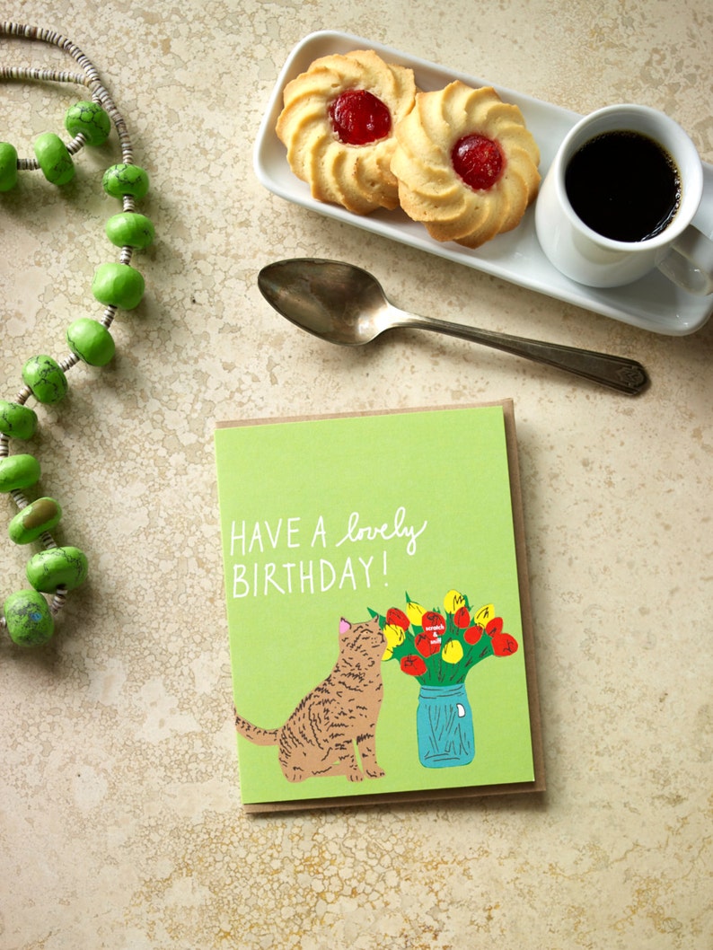 Scratch & Sniff Flower Cat Birthday Card - Etsy