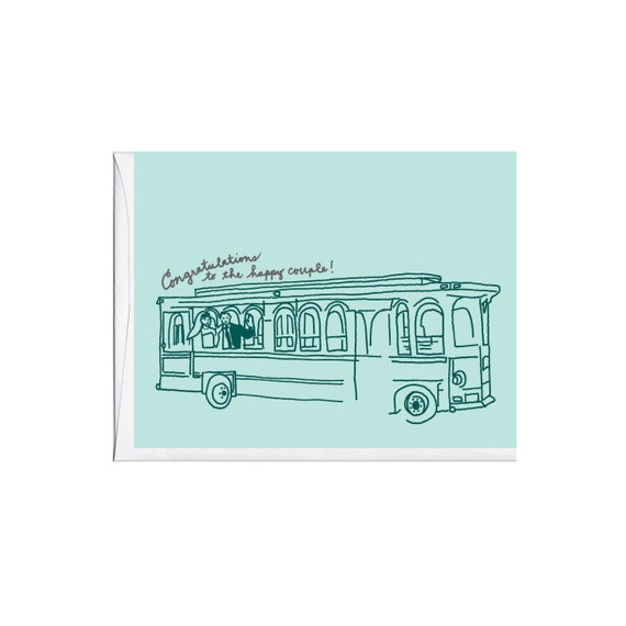 Trolley Wedding Card - Etsy