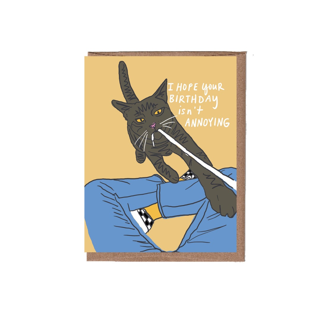Annoying Cat Birthday Card - Etsy