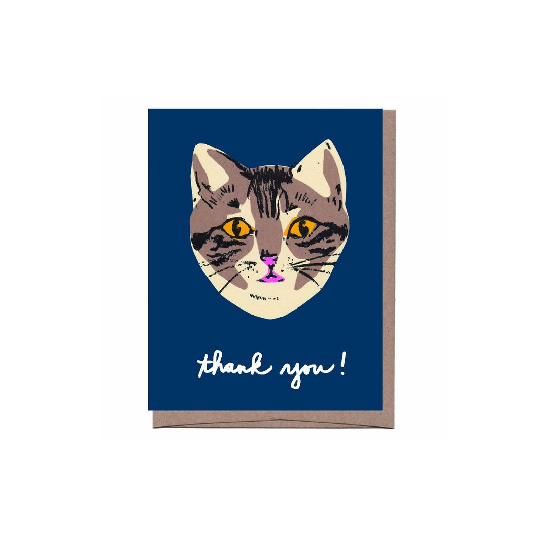 Cat Thank You Card - Etsy