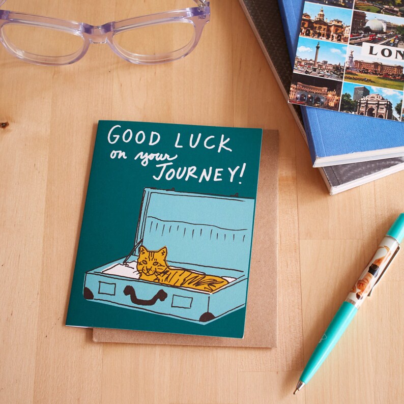 Cat in Suitcase Card - Etsy