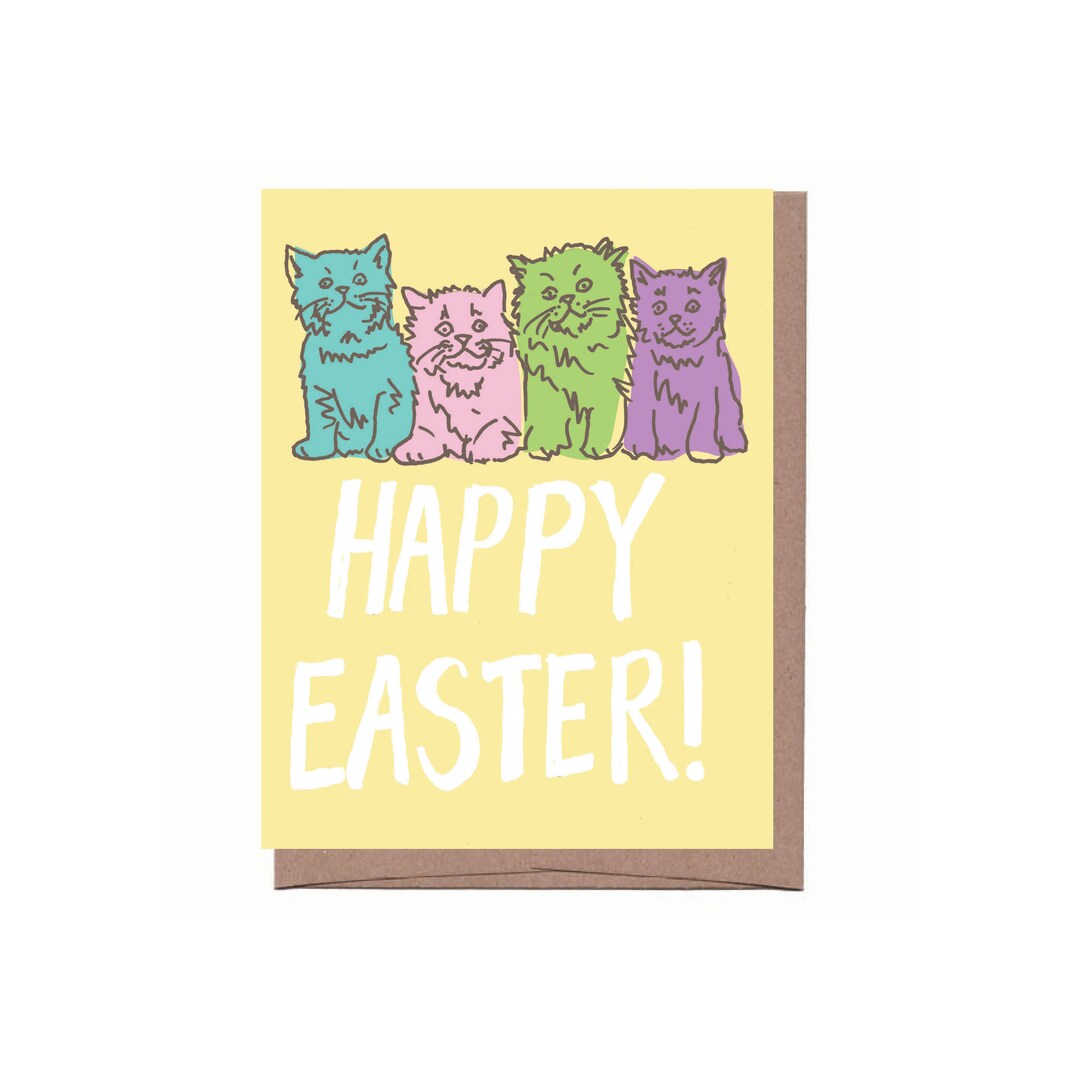 Pastel Cats Easter Card - Etsy