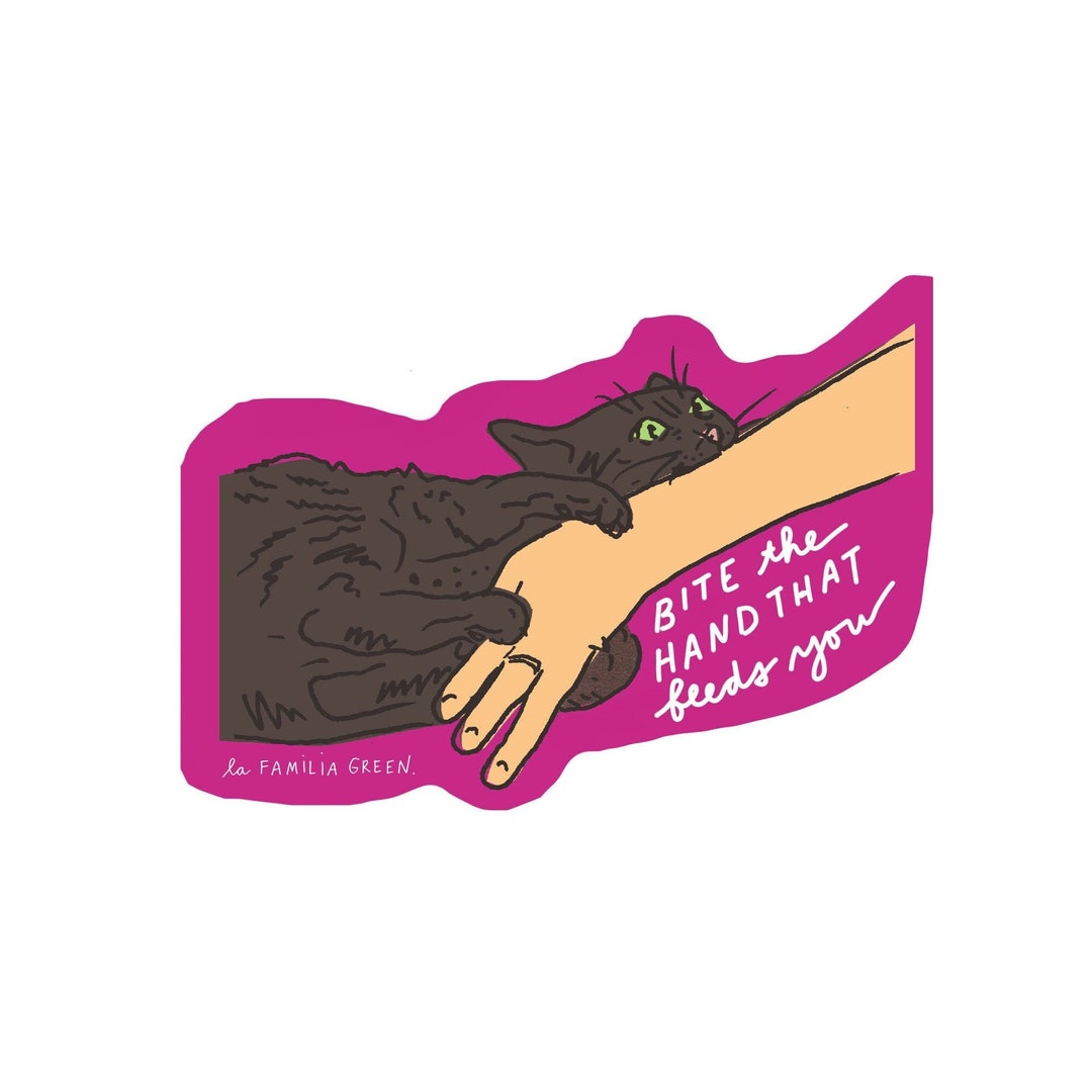 Cat Bite Waterproof Sticker - Etsy