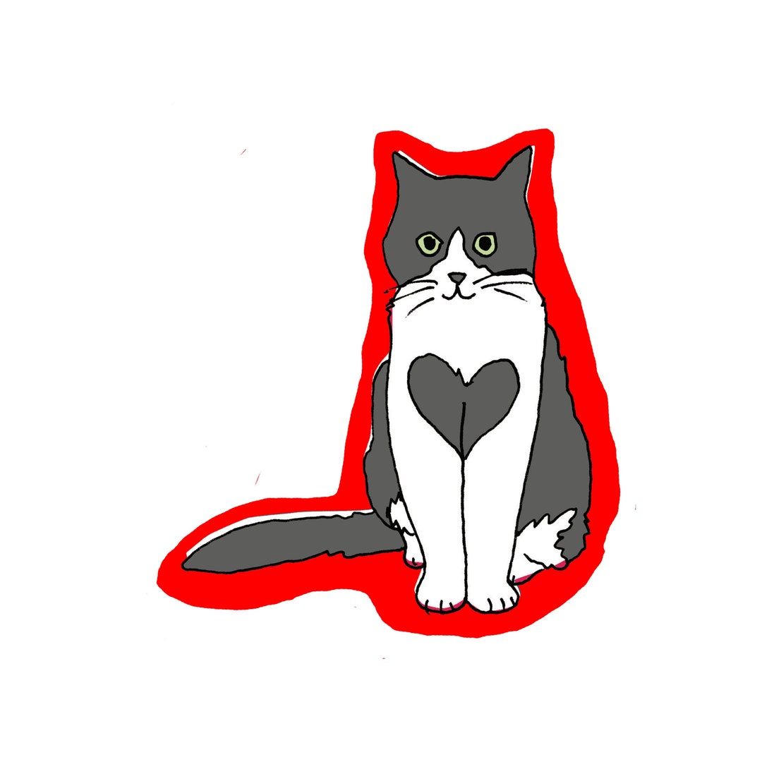 Heart Cat Waterproof Sticker - Etsy
