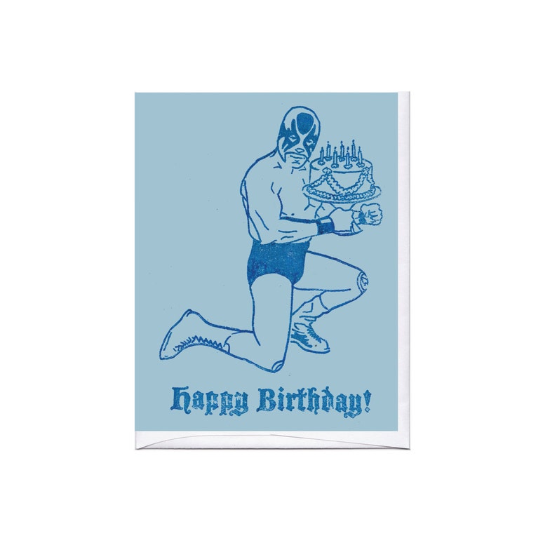Luchador Birthday Card - Etsy