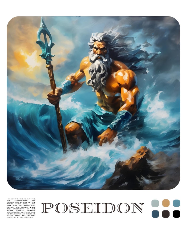 Poseidon Mythology Poster - Bold Art for Home Décor - Etsy