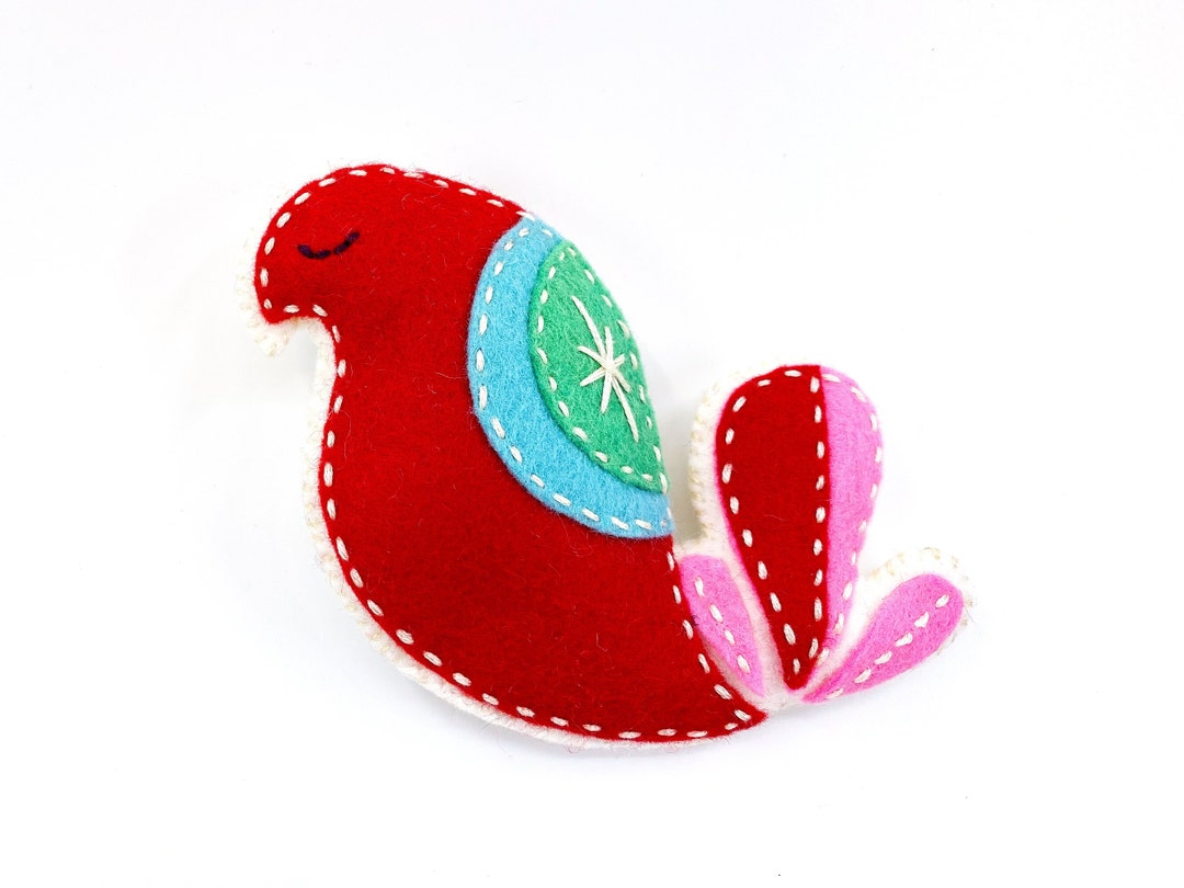 Retro Modern Bird Felt Ornament Pattern, DIY Christmas Gift, Handmade ...