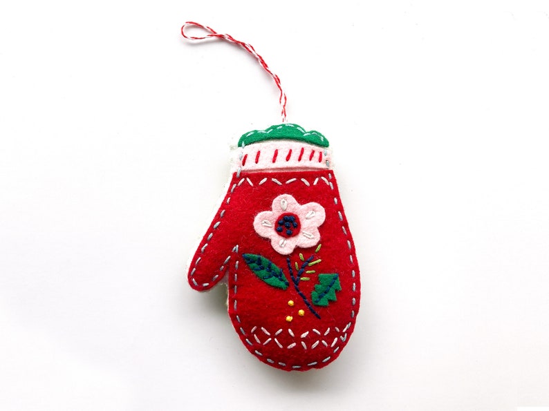 Felt Mitten Christmas Ornament Pattern – DIY Embroidered Gift (PDF ...