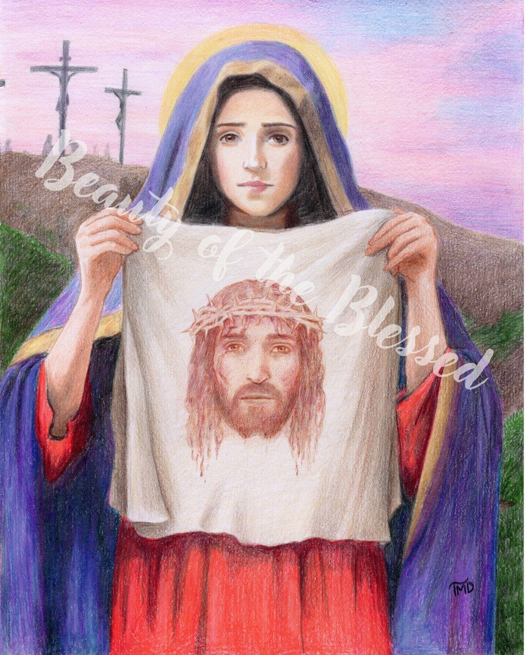 Saint Veronica Original Drawing | Holy Face of Jesus Art | Catholic ...